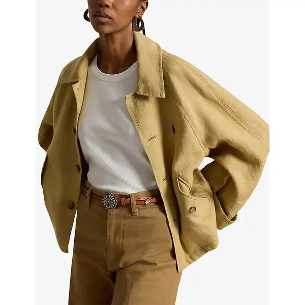 Polo Ralph Lauren Relaxed Fit Linen Logo Embroidered Jacket