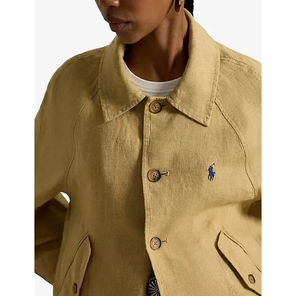 Polo Ralph Lauren Relaxed Fit Linen Logo Embroidered Jacket