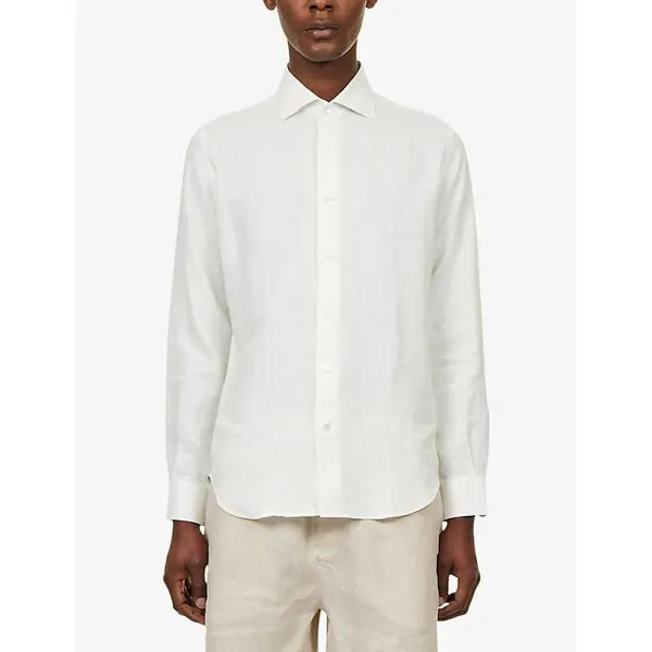Eleventy Long-sleeve Dandy Linen Shirt - Bianco