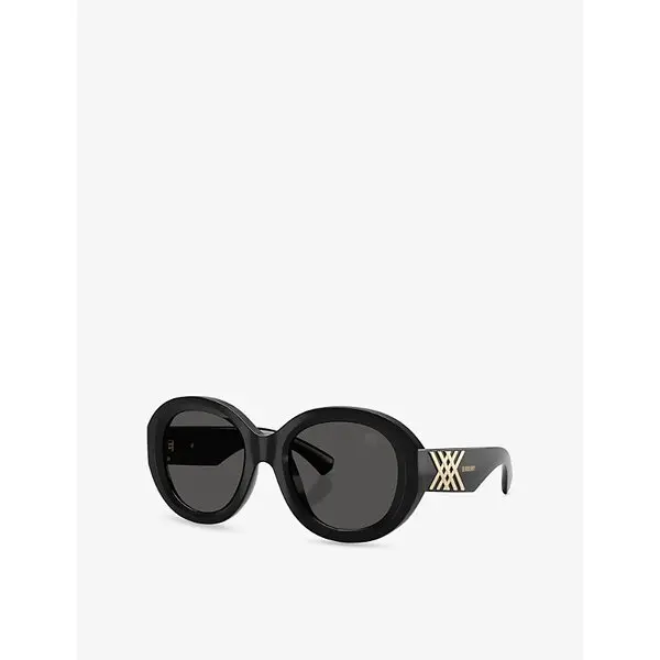 Burberry Acetate Round Frame Sunglasses - Black