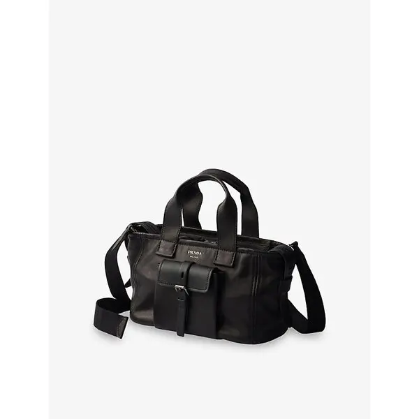 Prada Route Medium Leather Tote Bag - Black