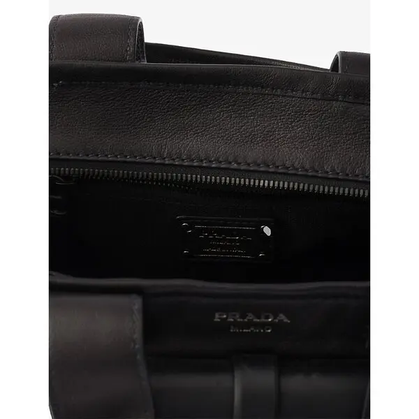 Prada Route Medium Leather Tote Bag - Black