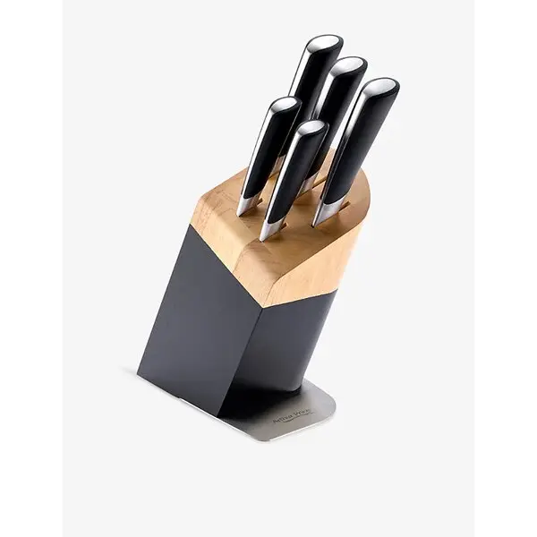 ARTHUR PRICE 6-piece Stainless-steel And Wood Knife Block Set - Stainless Steel/wood