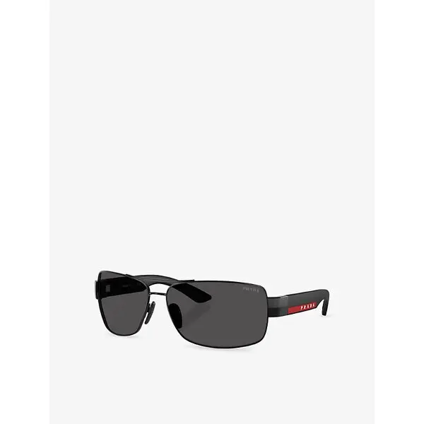 Prada Rectangular Metal Sunglasses - Black