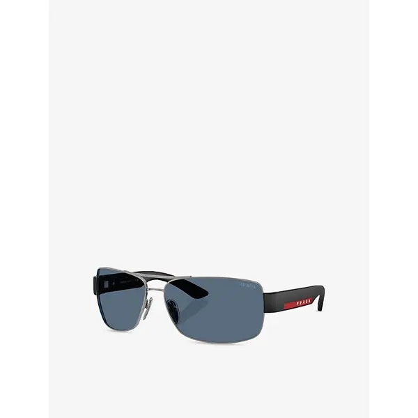 Prada Rectangular-frame Metal Sunglasses - Grey