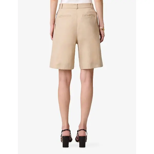 Claudie Pierlot Wide Leg Stretch Linen-blend Bermuda Shorts