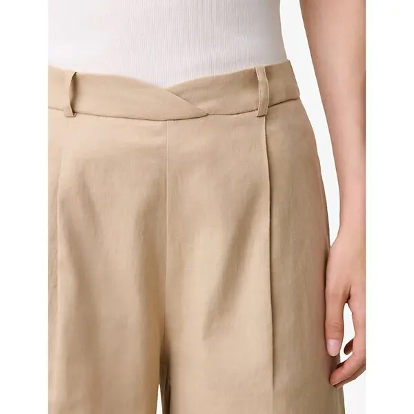 Claudie Pierlot Wide Leg Stretch Linen-blend Bermuda Shorts
