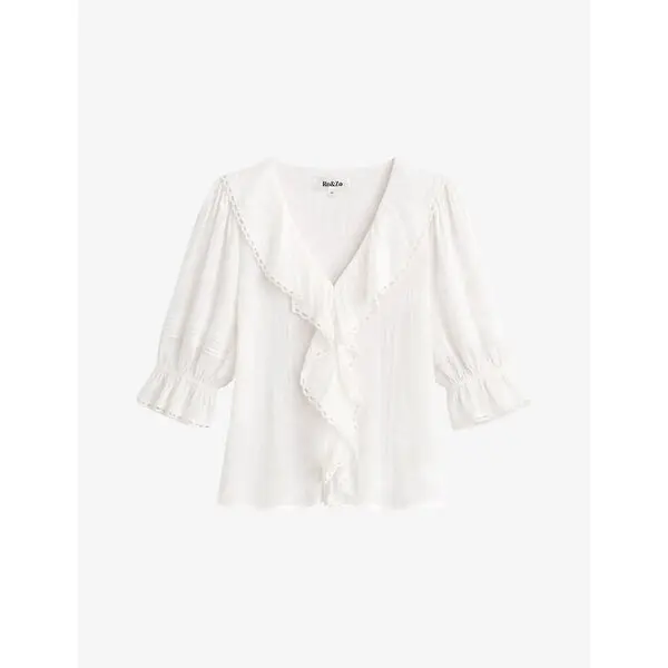 RO&ZO Ruffled Cheesecloth Cotton Blouse