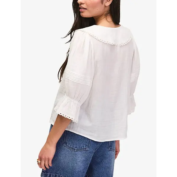 RO&ZO Ruffled Cheesecloth Cotton Blouse