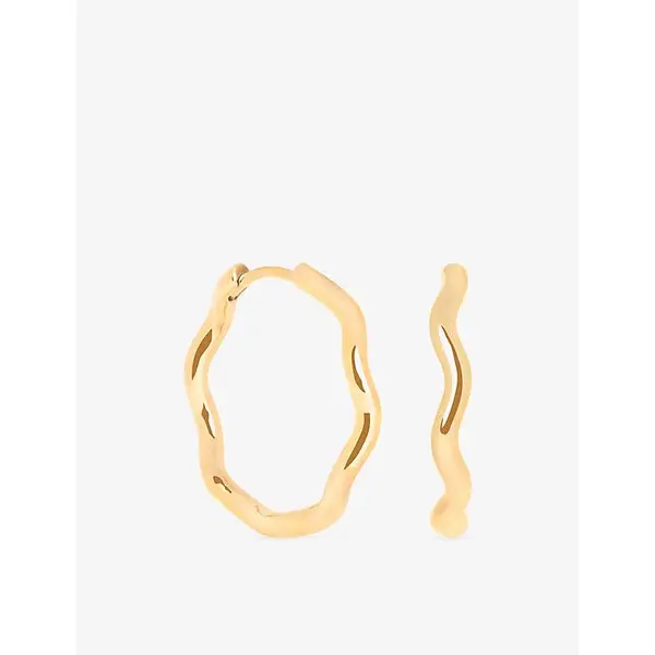 ASTRID & MIYU Ripple Plated Sterling Silver Hoop Earrings - 18ct Gold