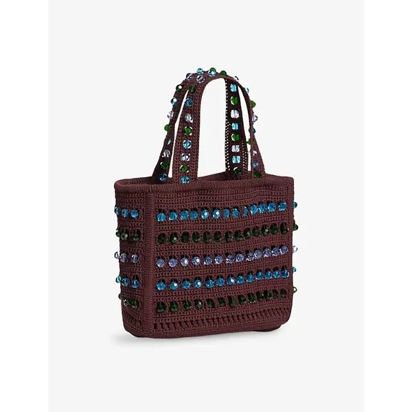 Sandro Beaded Crochet Top Handle Bag