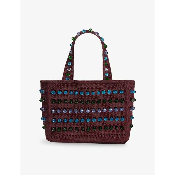 Sandro Beaded Crochet Top Handle Bag