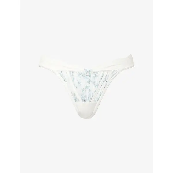 Lounge Delilah G-string Chiffon-lace Thong - White Floral
