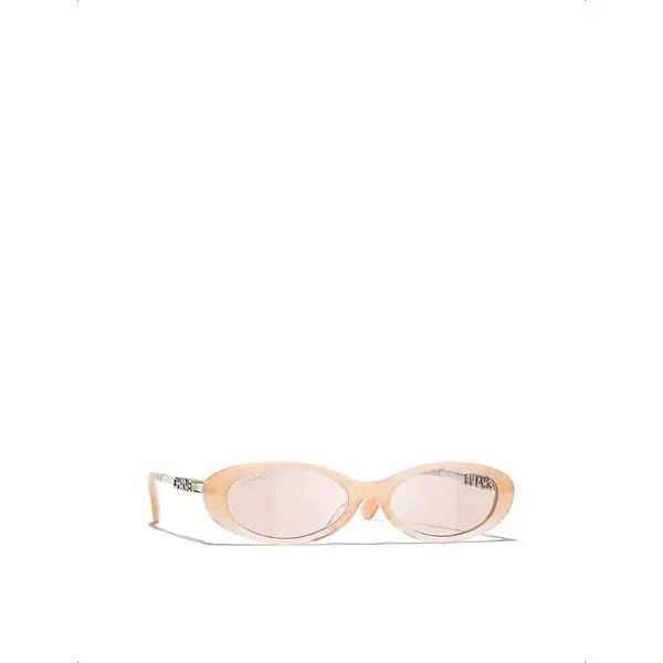 Chanel Oval-frame Acetate Sunglasses - Brown