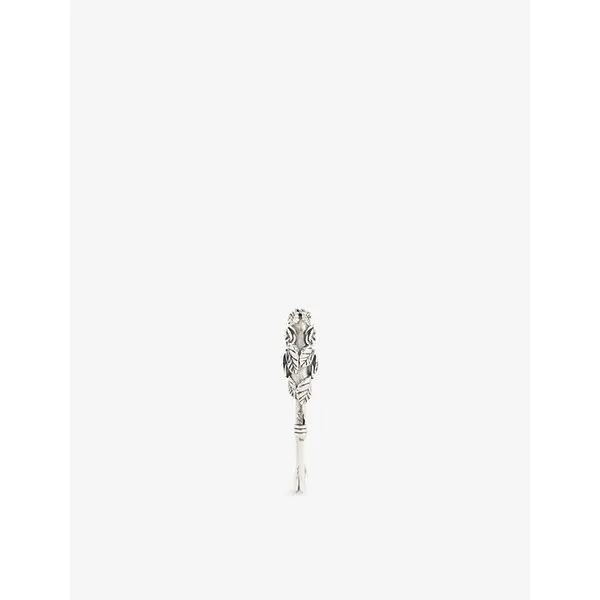 Emanuele Bicocchi Sterling Safety Pin Rose Motif Drop Earring - Silver
