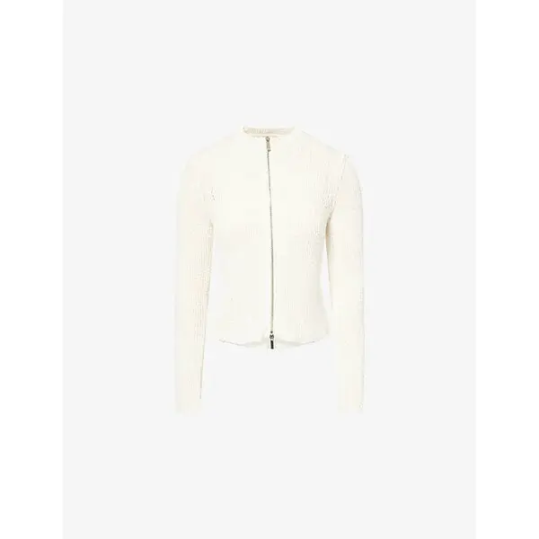 ME+EM Zip-up Bouclé Cotton-knit Cardigan - Cream