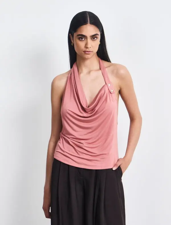 NINETY PERCENT Sierra Drape Front Halter Top In Micromodal
