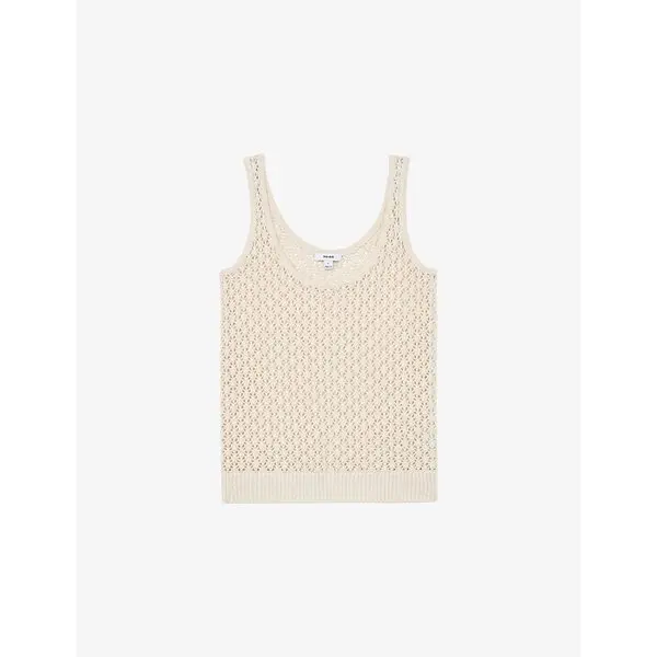 REISS Colette Knitted Linen Vest - Neutral