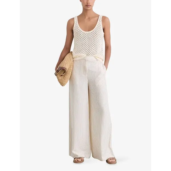 REISS Colette Knitted Linen Vest - Neutral
