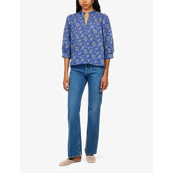 ME+EM Paisley Print Frill Collar Cotton Blouse