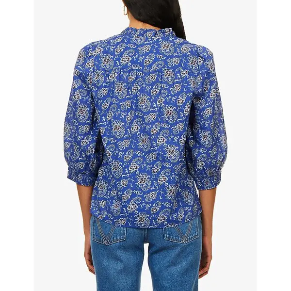 ME+EM Paisley Print Frill Collar Cotton Blouse
