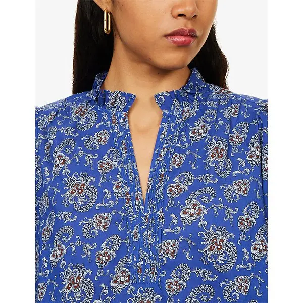 ME+EM Paisley Print Frill Collar Cotton Blouse