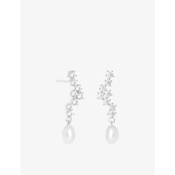 ASTRID & MIYU Plated Sterling Silver & Cultured Pearl Drop Earrings - Rhodium