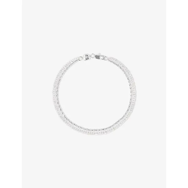 ASTRID & MIYU Illusion Double Chain Bracelet In Yellow Gold-plated Brass - Rhodium