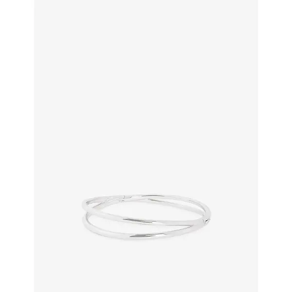 ASTRID & MIYU Illusion Twist Plated Brass Bangle - Rhodium
