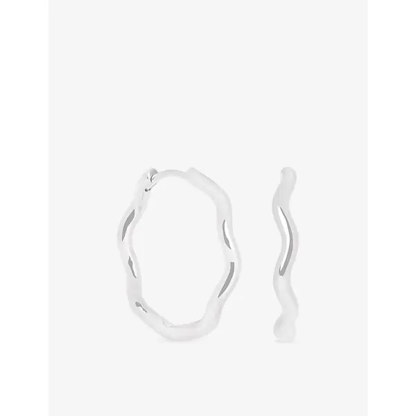 ASTRID & MIYU Ripple Sterling Silver Hoop Earrings - Rhodium