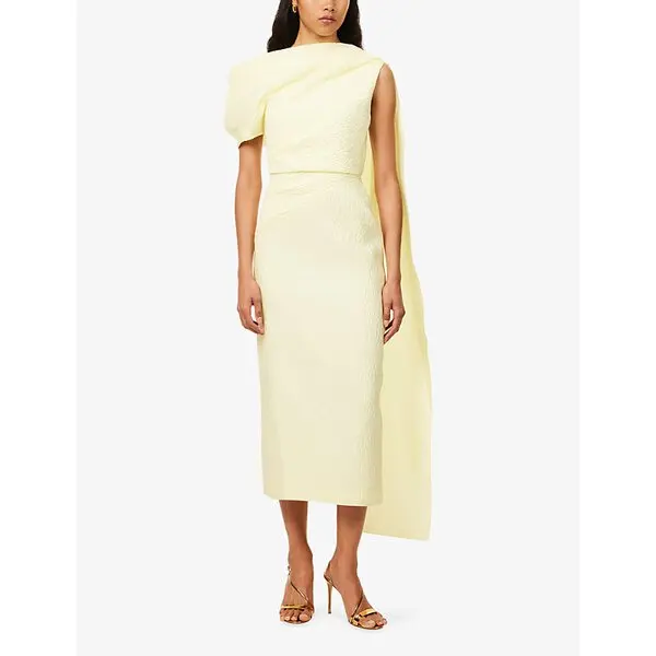 ROKSANDA Asymmetric Draped Textured Midi Dress - Limoncello
