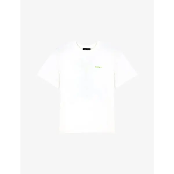 Maje Short Sleeve Logo Print Cotton T-shirt - White