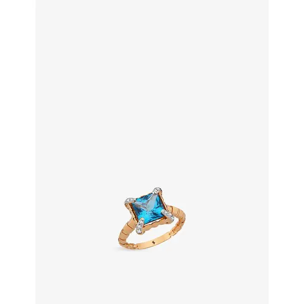 LA MAISON COUTURE Selda Princess Topaz And Diamond Ring - Blue