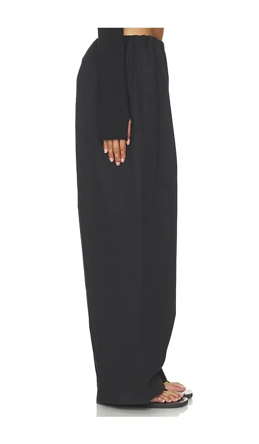 Lioness Wide Leg Cotton Poplin Trousers - Black