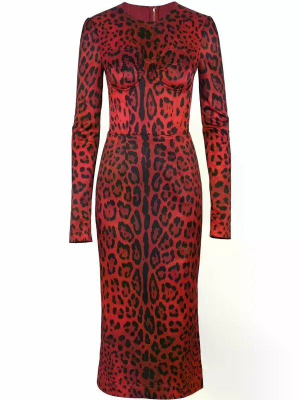 Dolce & Gabbana Leopard Print Midi Dress