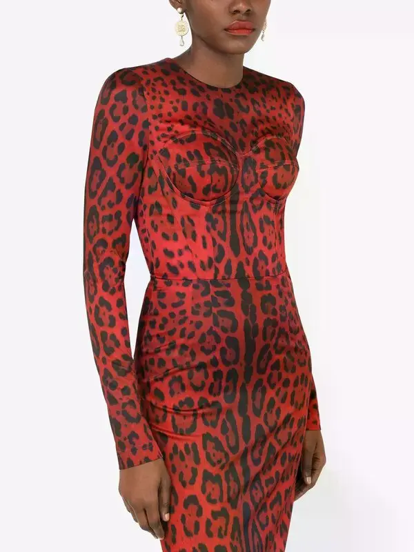 Dolce & Gabbana Leopard Print Midi Dress