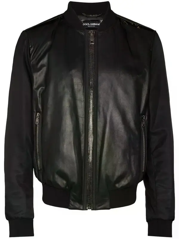 Dolce & Gabbana Panelled Leather Bomber Jacket