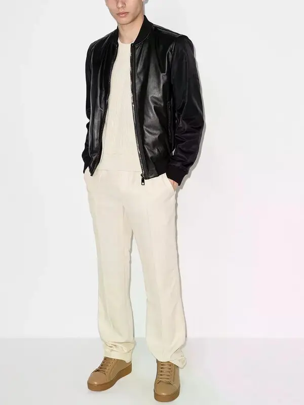 Dolce & Gabbana Panelled Leather Bomber Jacket