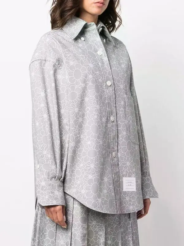 Thom Browne Floral-print Oversized Cotton Shirt