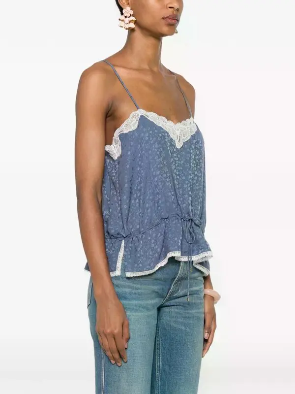 Chloé Lace-trimmed Floral-jacquard Camisole Top