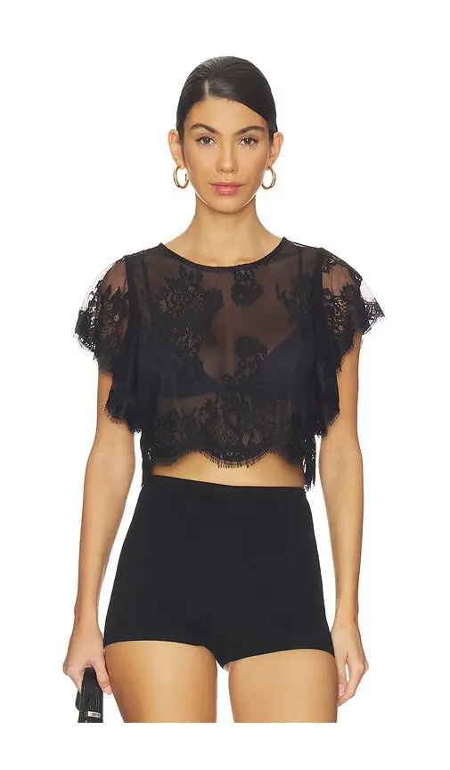 Free People Lunar Ash Lace Top - Black