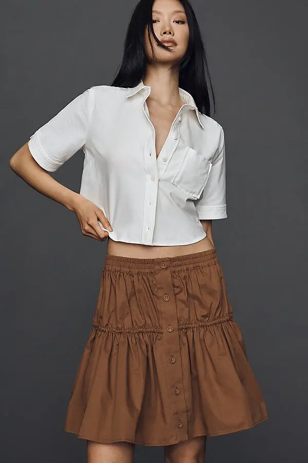 Maeve Buttondown Skirt - Tan