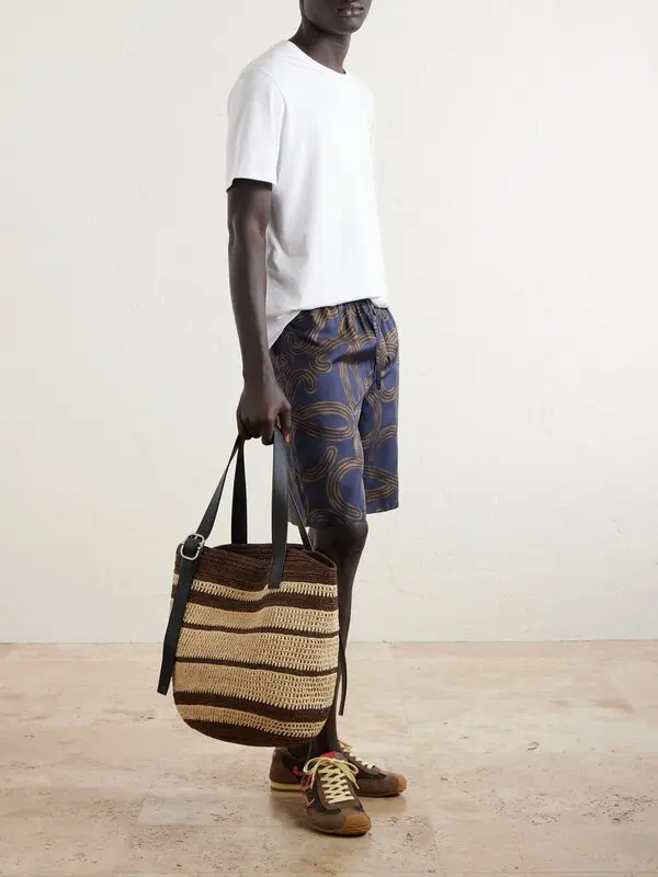 Loewe Loop Basket Leather-trimmed Raffia Tote Bag - Neutrals