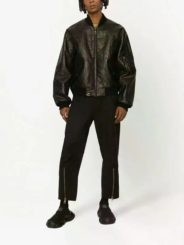 Dolce & Gabbana Crinkled Lambskin Bomber Jacket