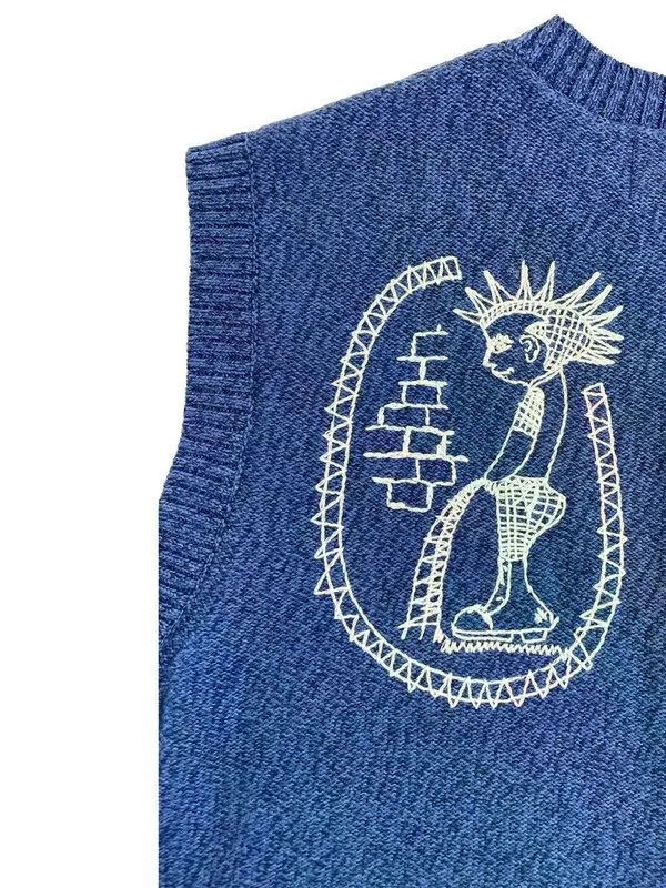 PAS DE MER Doily Embroidered-patchwork Cotton Sweater Vest
