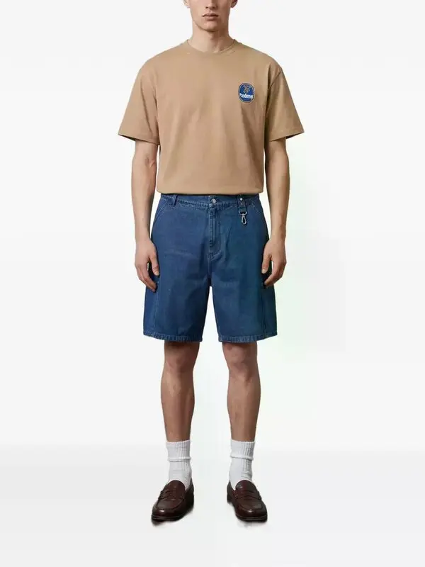 PAS DE MER Logo Patch Denim Cargo Shorts