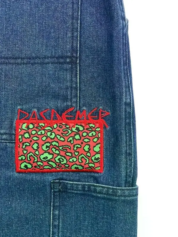 PAS DE MER Logo Patch Denim Cargo Shorts