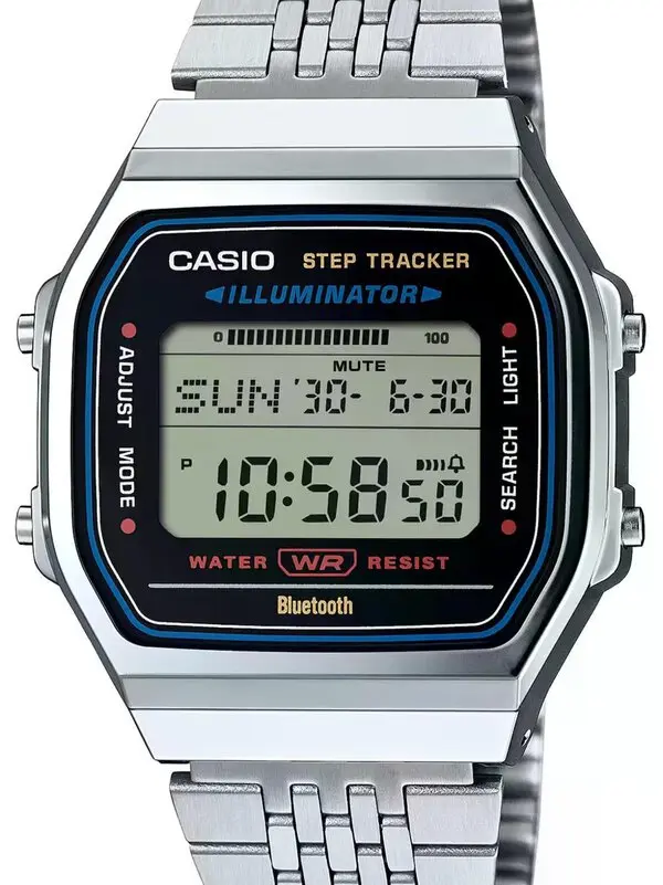 Casio Digital Watch With Stainless Steel Link Bracelet
