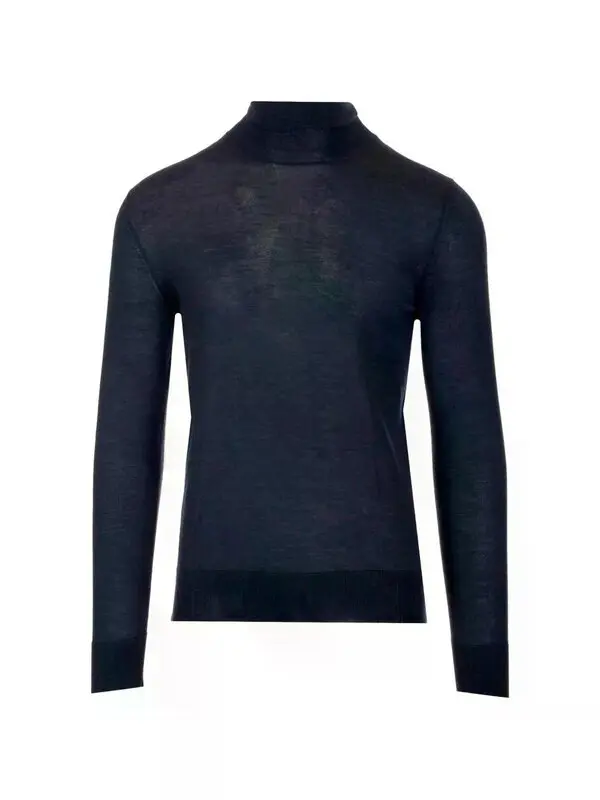 AL DUCA D’AOSTA 1902 Navy Fine Knit Roll Neck Long Sleeve T-shirt