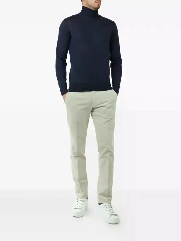 AL DUCA D’AOSTA 1902 Navy Fine Knit Roll Neck Long Sleeve T-shirt